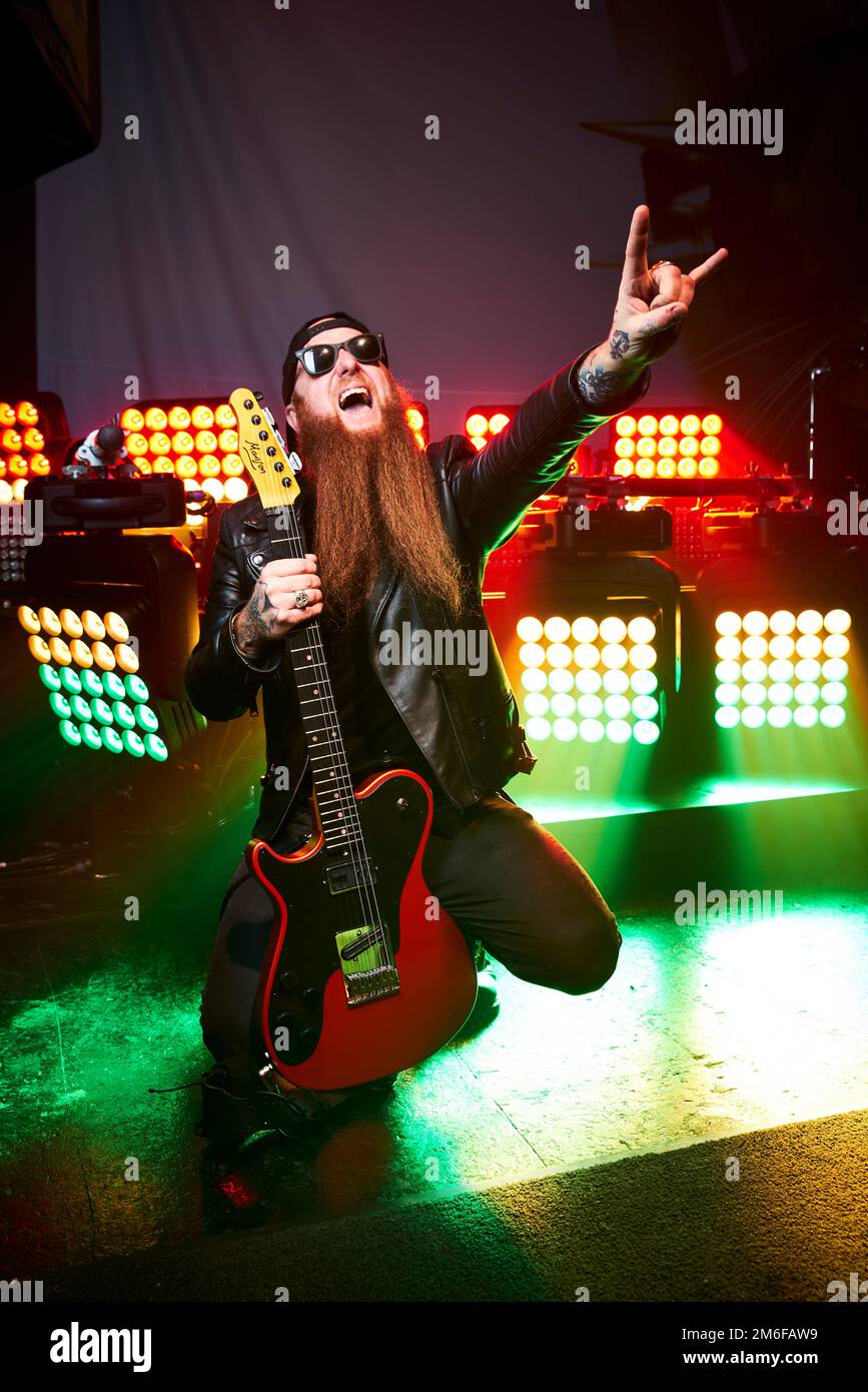 Mikey Demus, guitarist for the band Skindred, O2 Academy, Bristol Stock ...