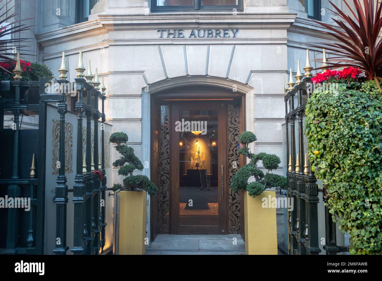 London- December 2022: The Aubrey Japanese restaurant at the Mandarin Oriental Hyde Park luxury ...