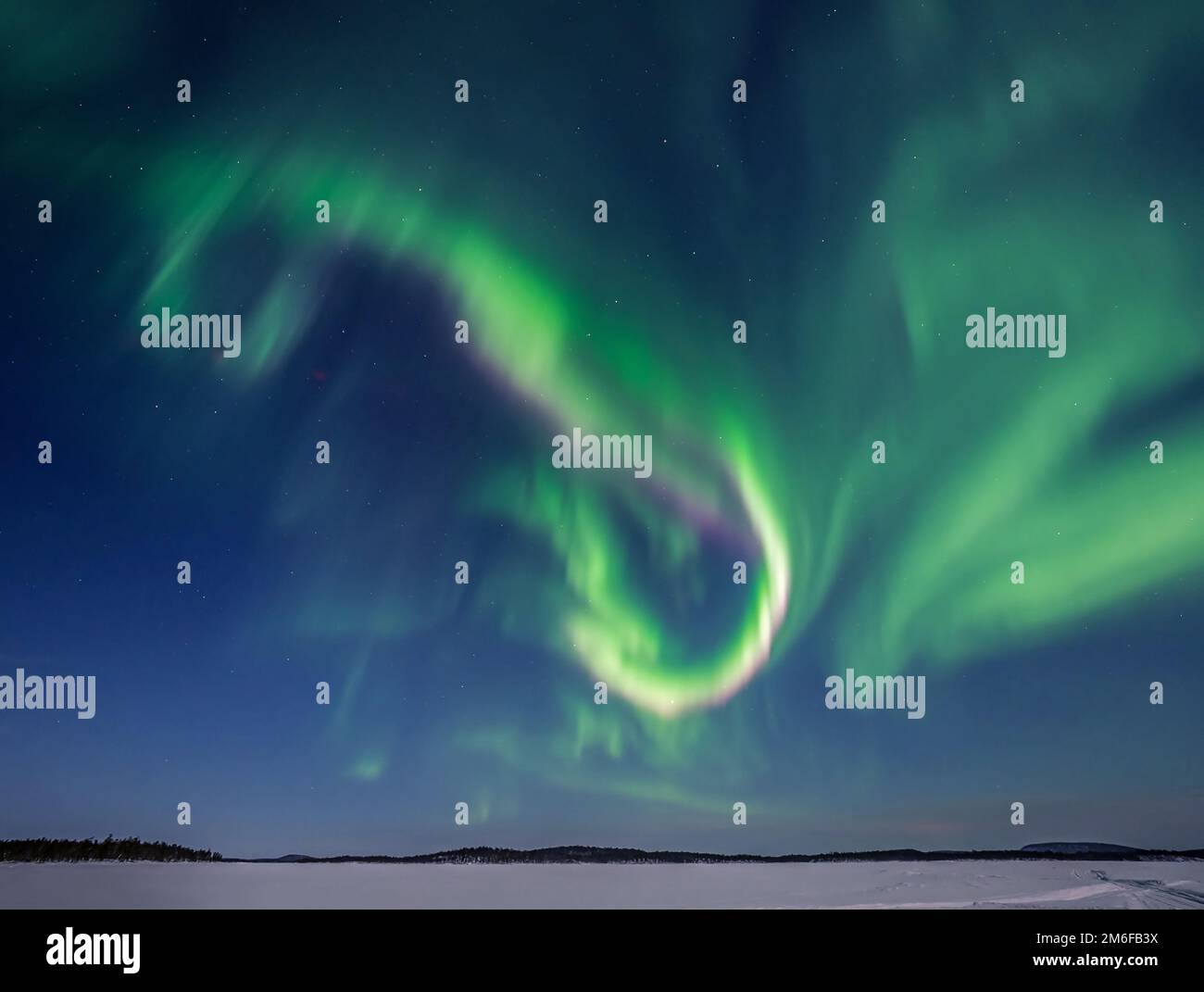 Aurora Borealis over Lake Inari in Finland Stock Photo - Alamy