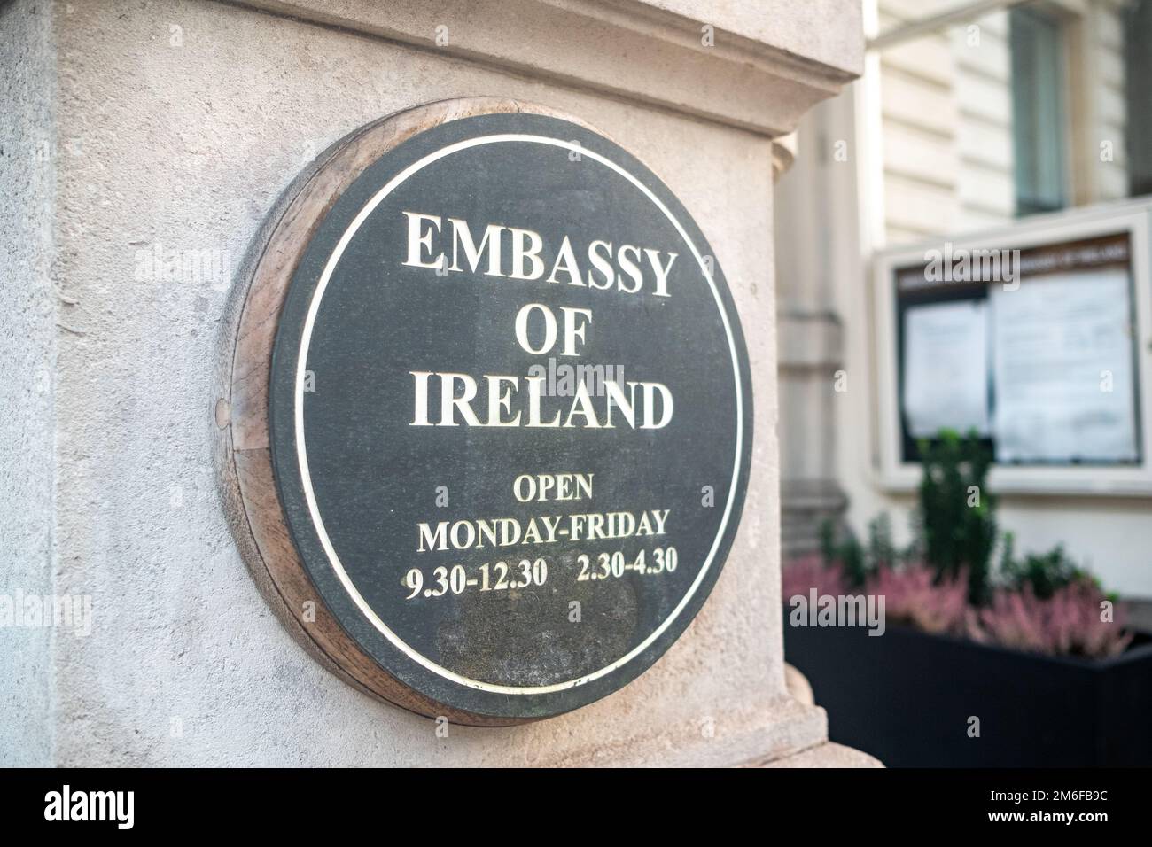 London- December 2022: Embassy of Ireland in Victoria Belgravia area of ...