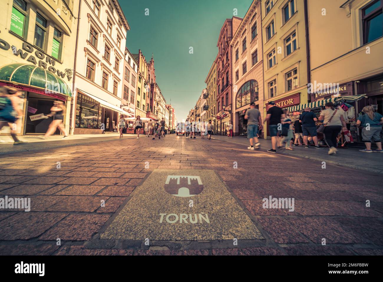 Torun city emblem sign on the pavement in Old Town Stock Photo - Alamy