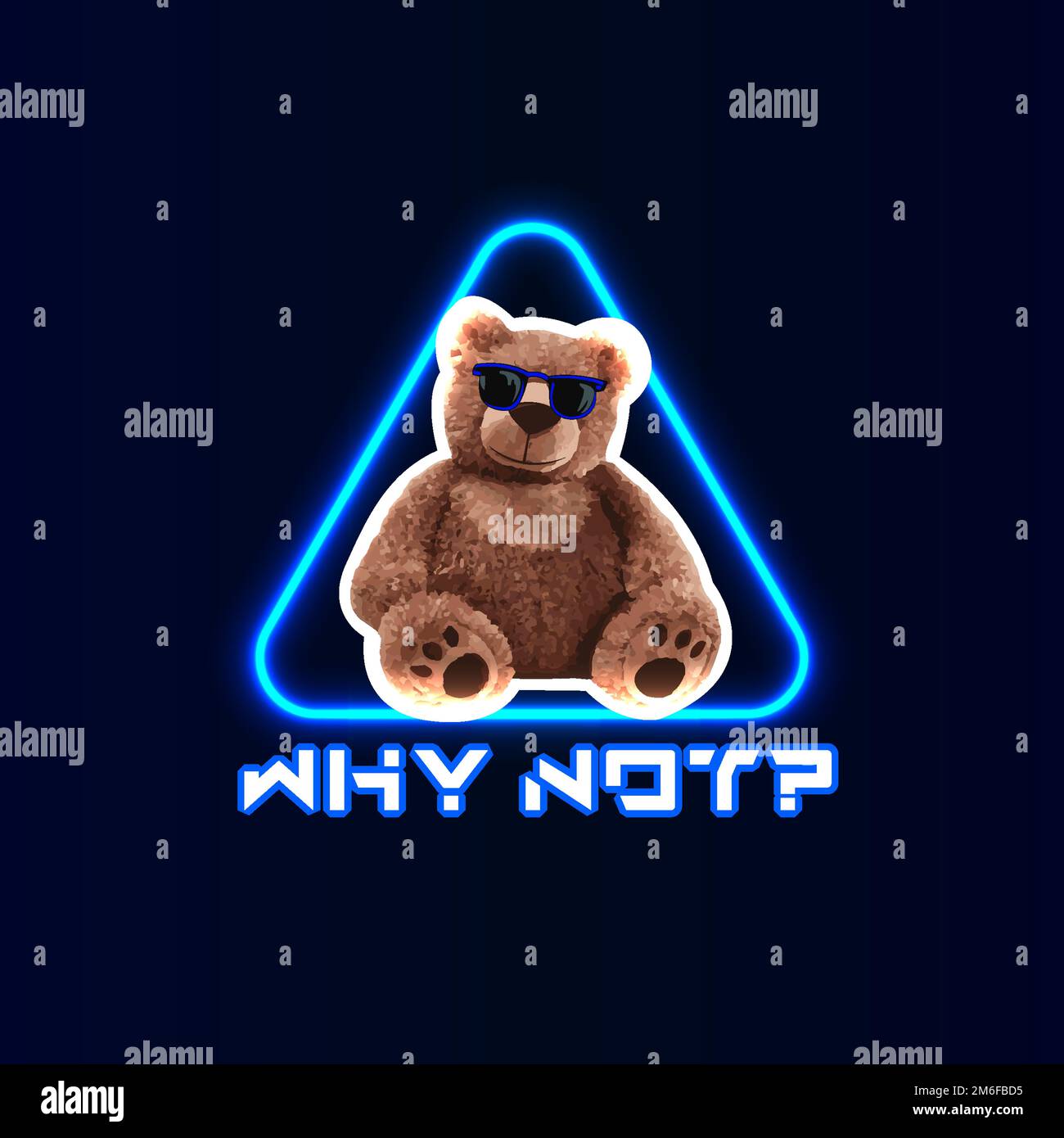 Beautiful cute neon brown bear doll slogan vector illustration on black ...