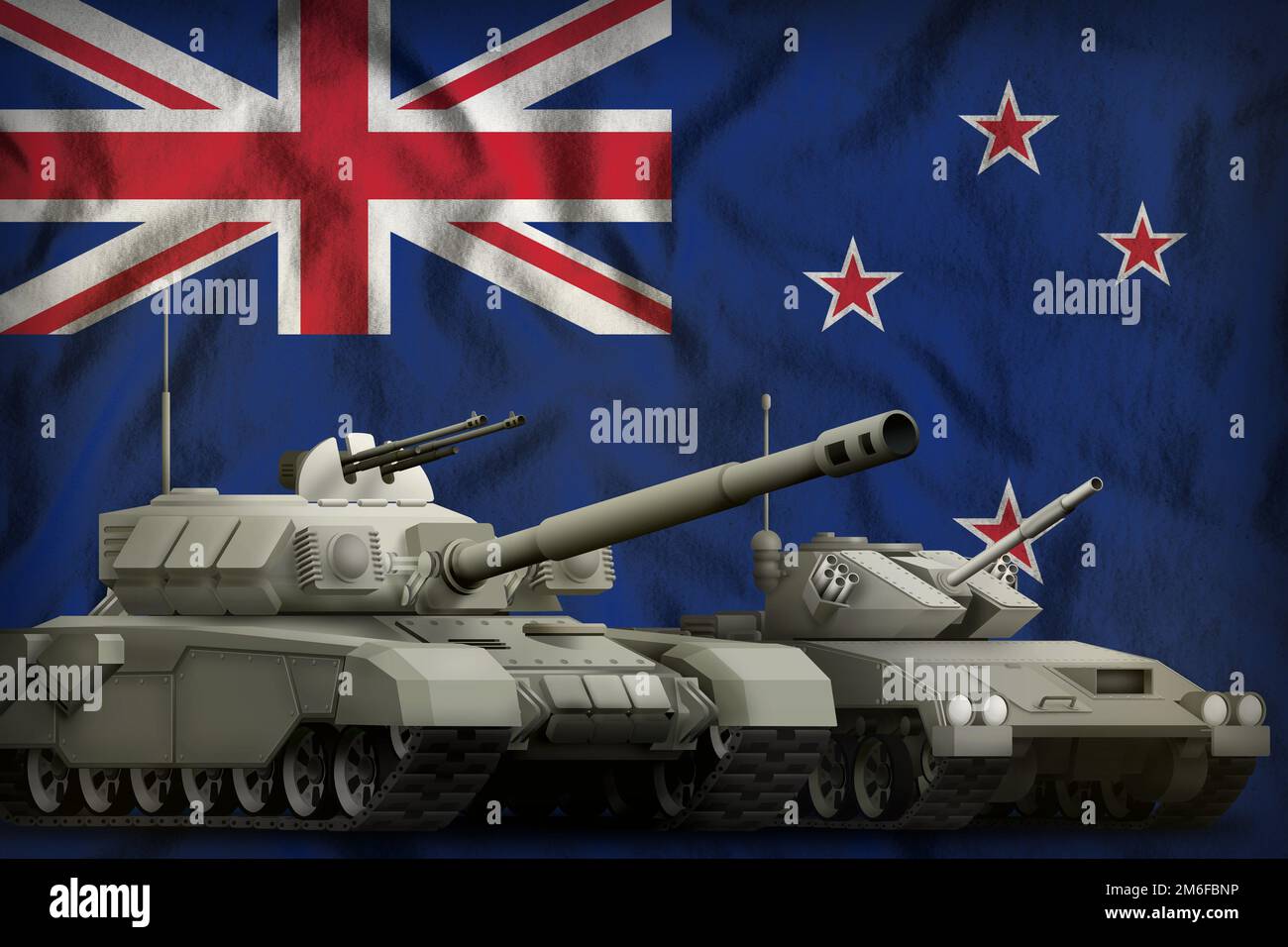 tanks on the New Zealand flag background. New Zealand tank forces ...