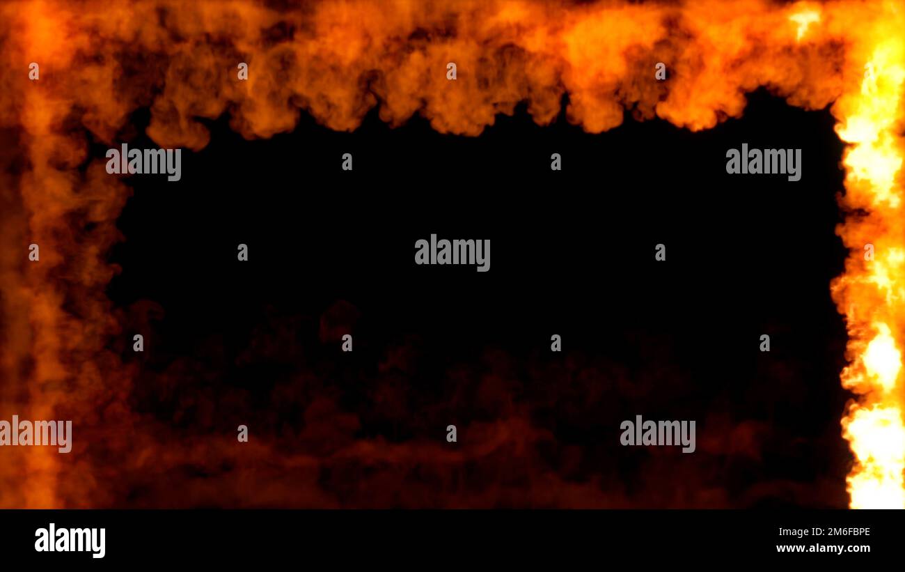 Square blazing frame for content of blazing fire trails, isolated ...