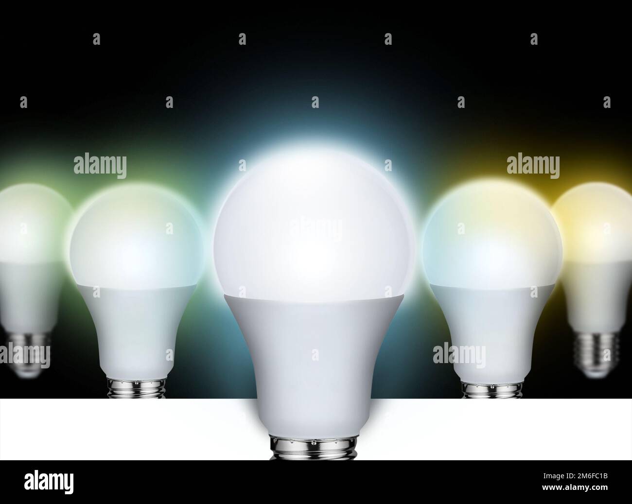 Common color temperatures of fluorescent CFL or LED bulbs Stock Photo ...