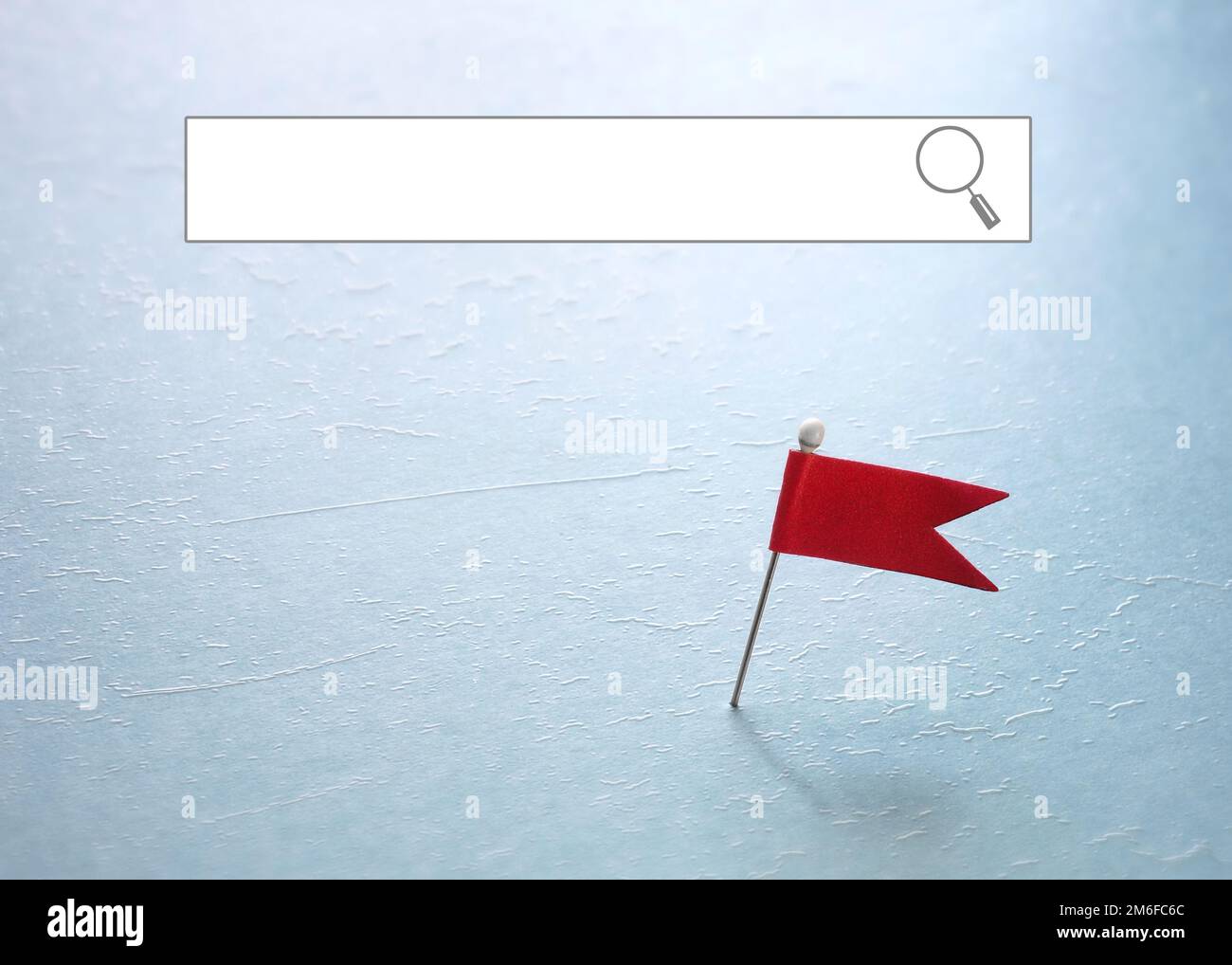 Red pin locator flag with blank internet search window Stock Photo - Alamy