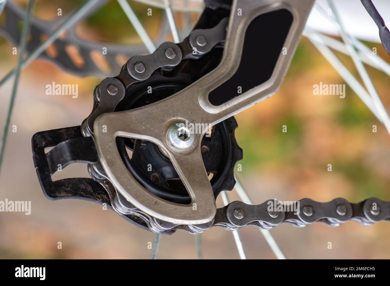 Bicycle Chain close up. Chain of mountain bike Stock Photo - Alamy
