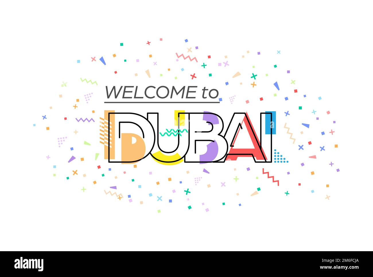 Welcome to Dubai. Vector lettering for greetings, postcards, posters ...