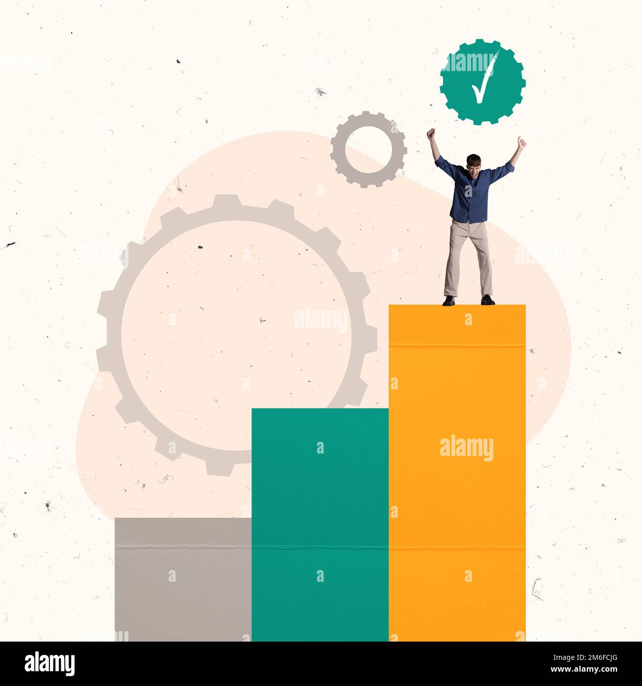 Contemporary art collage. Conceptual design. Finishing tasks. Reaching ...