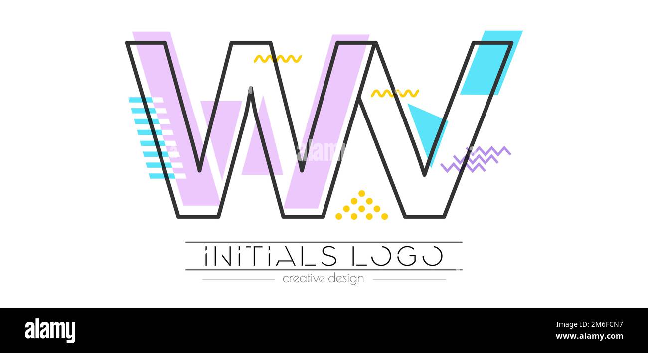 Letters W and V. Merging of two letters. Initials logo or abbreviation ...