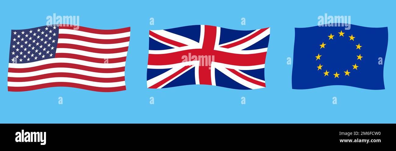 Flags of USA, UK and EU Stock Photo - Alamy