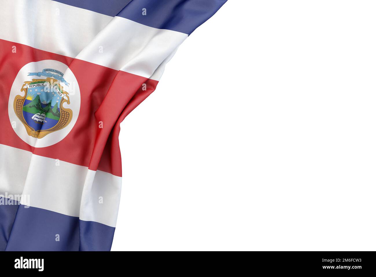 Flag of Costa Rica with ensign in the corner on white background ...