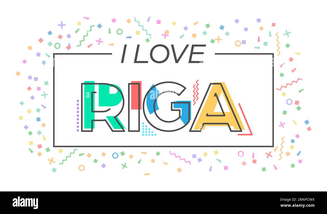 I love Riga. Vector lettering for postcards, posters, posters and ...