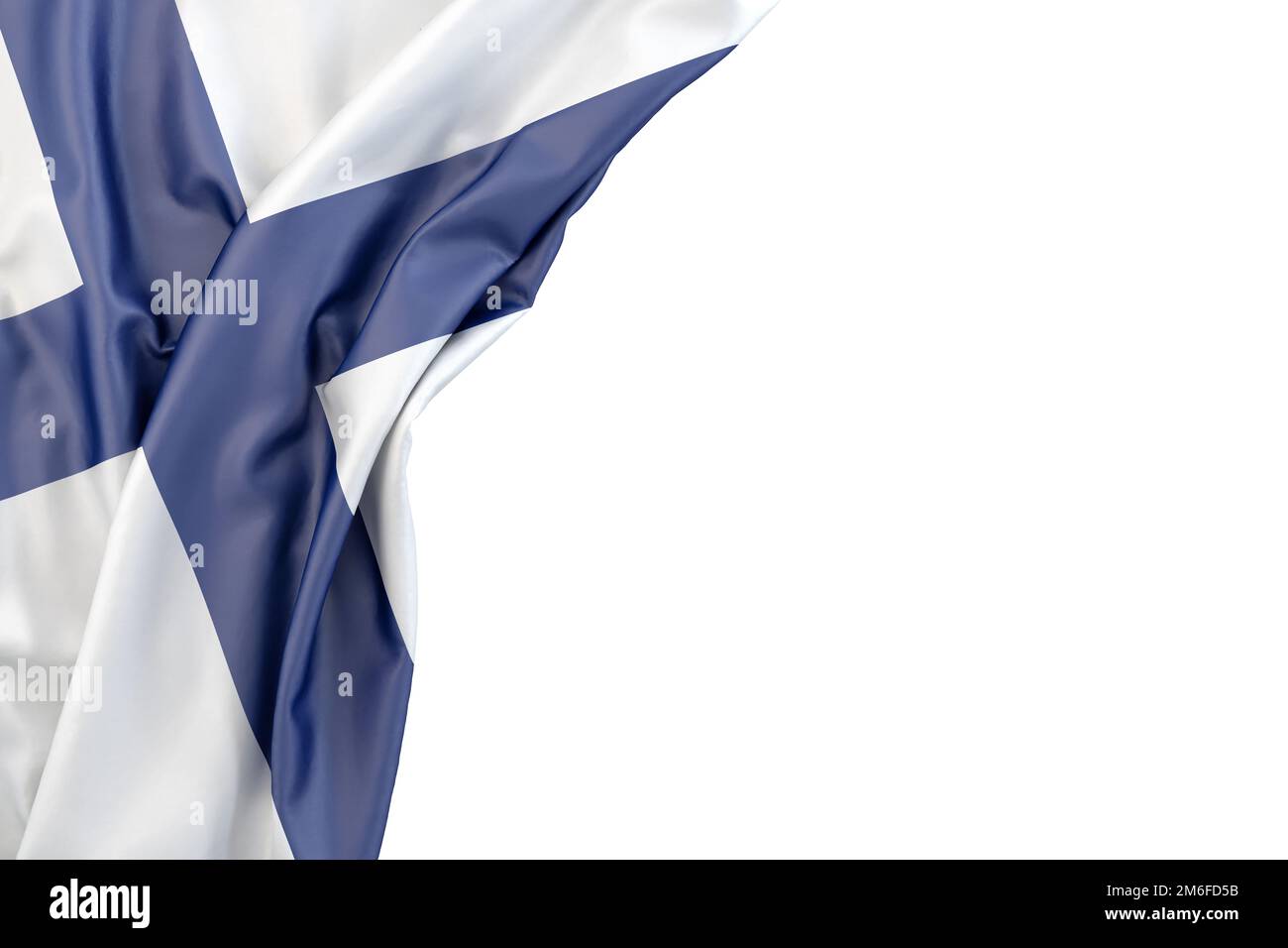 Flag of Finland in the corner on white background. Isolated Stock Photo ...