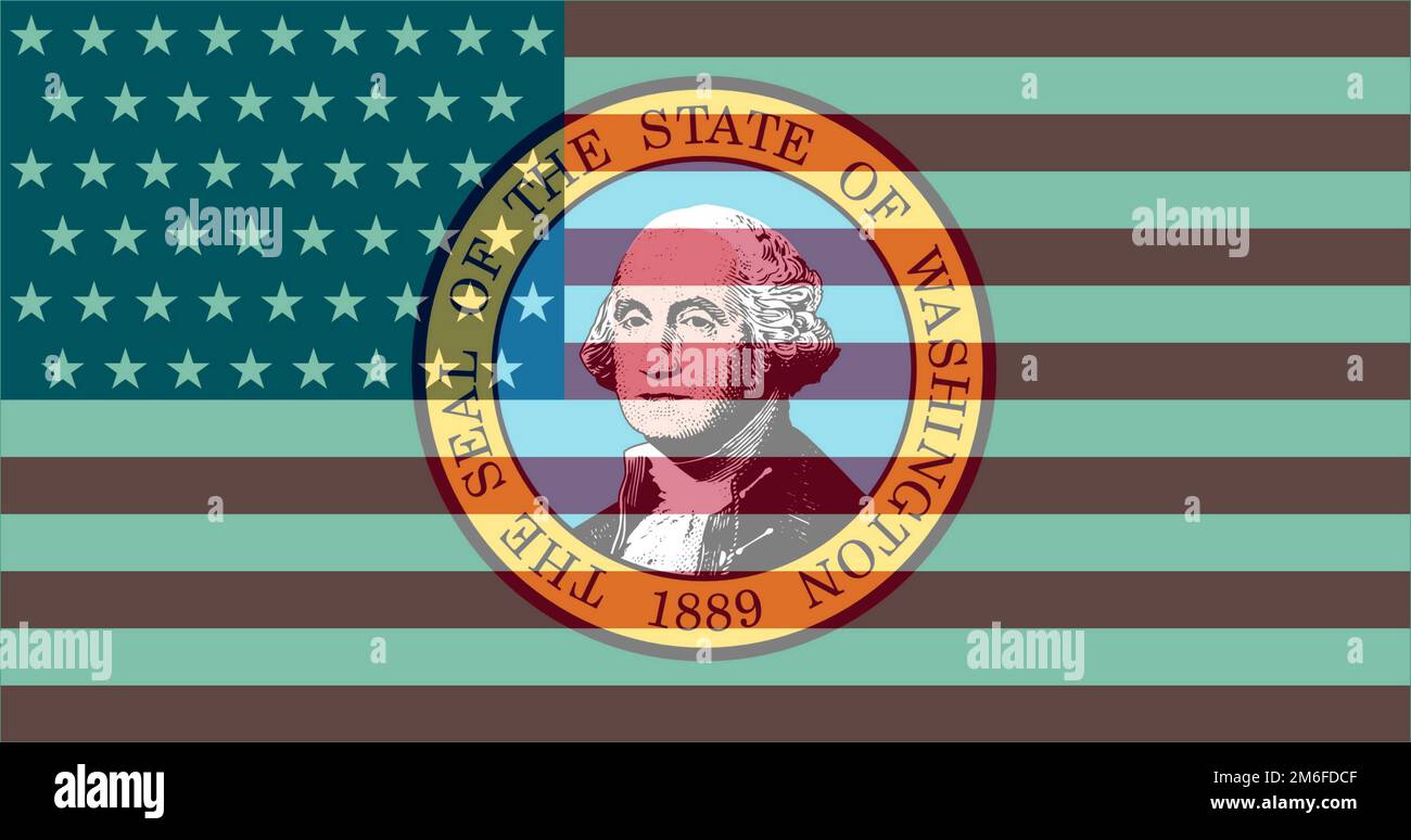 Flag of Washington, federal state with United States of America flag ...