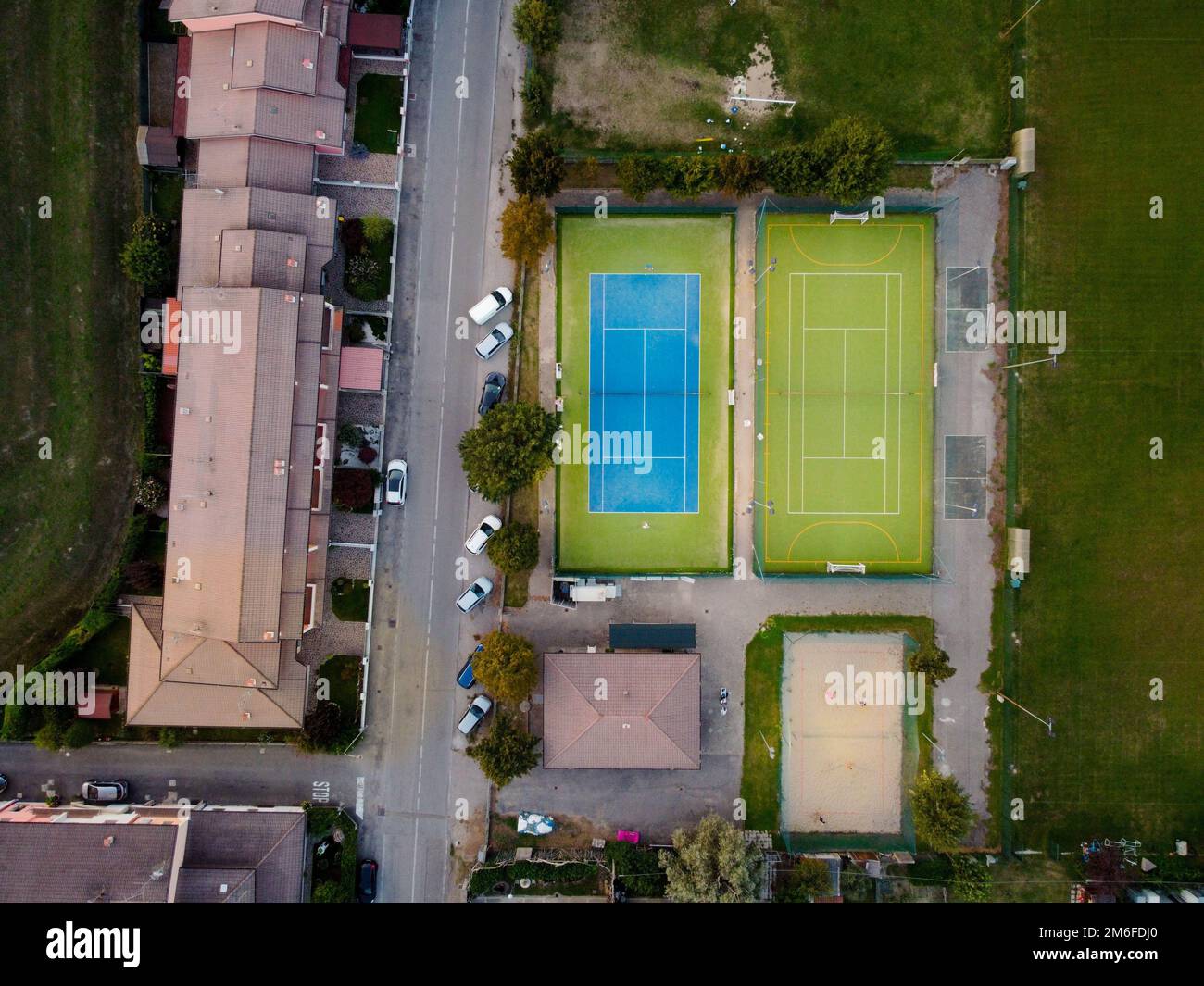 Aerial view of Boretto tennis court, Emilia Romagna. Italy Stock Photo ...