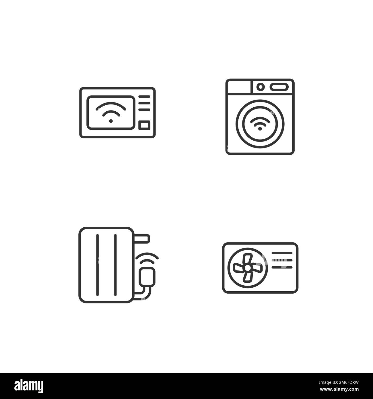 Automated electric appliances pixel perfect linear icons set Stock ...