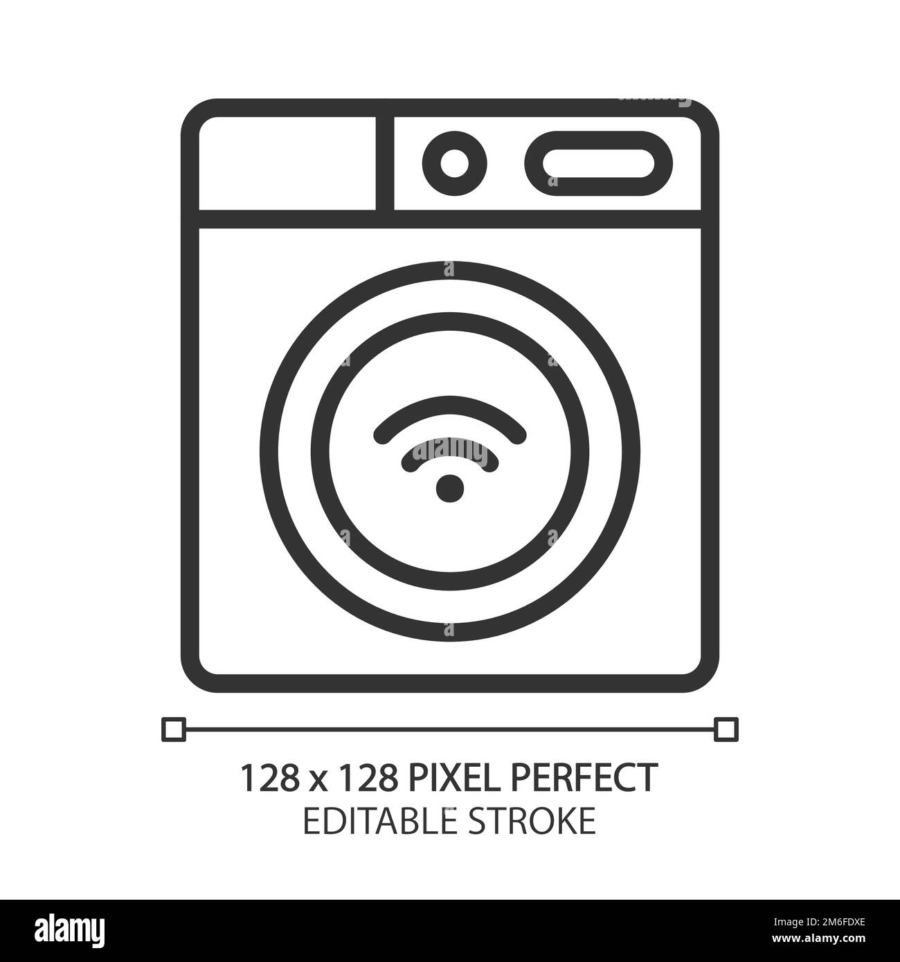 Smart washing machine pixel perfect linear icon Stock Vector Image ...