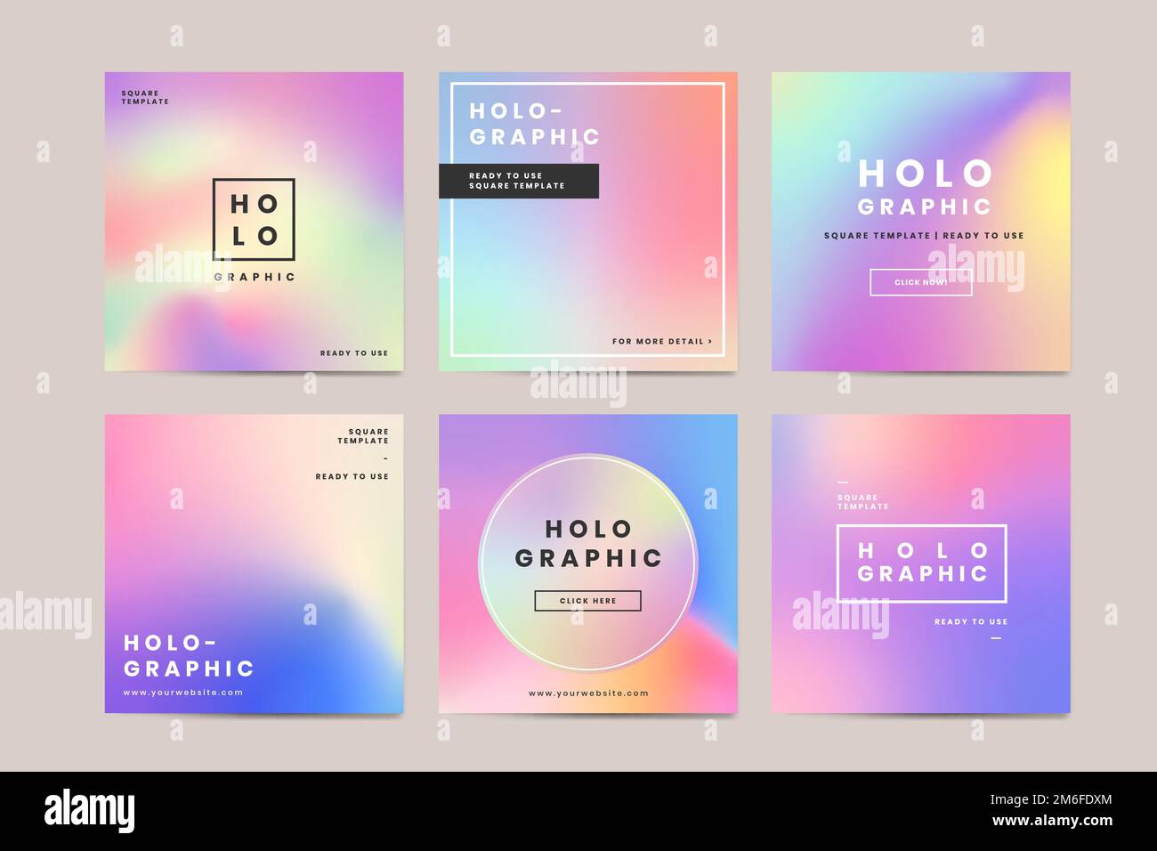 Holographic website banner design vector set Stock Vector Image & Art ...