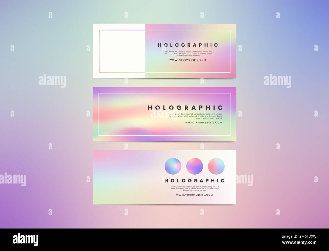 Holographic website banner design vector set Stock Vector Image & Art ...