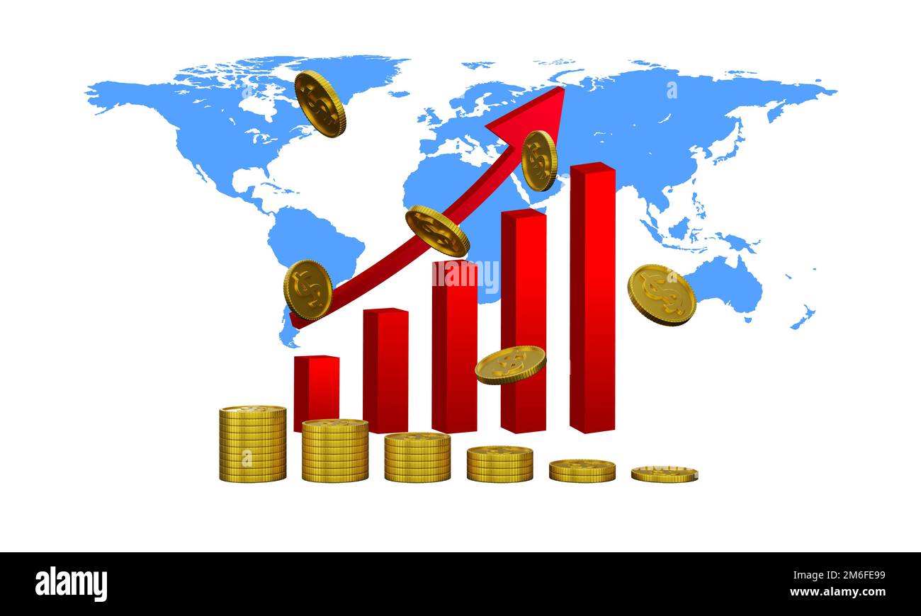 graphics design Trading Stock Market red bar chart with 3d rendering ...