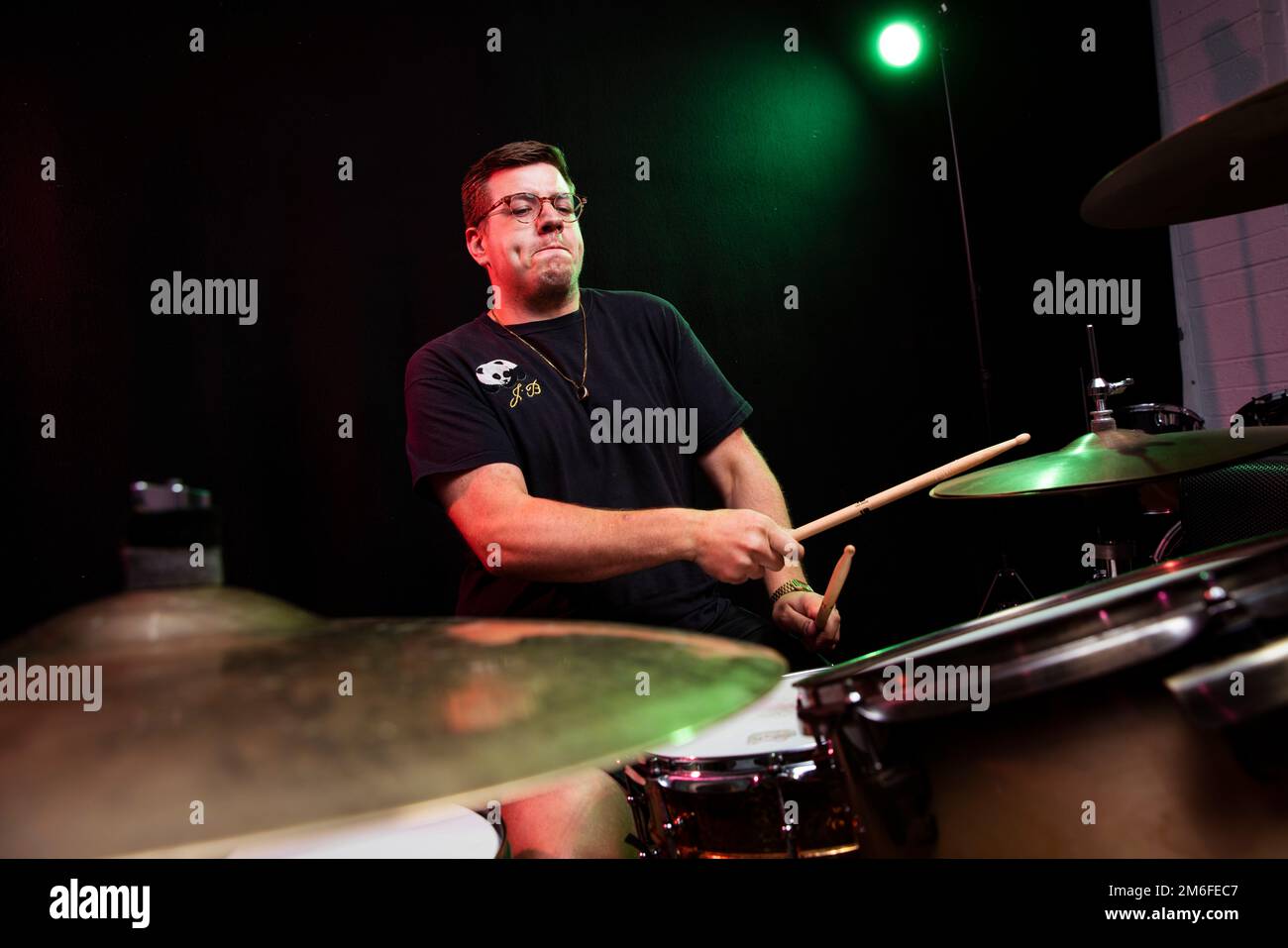 Idles drummer Jon Beavis photographed at Factory Studios, Bristol Stock ...
