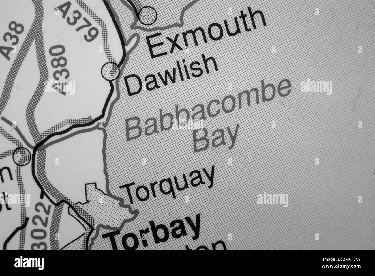 Babbacombe Bay, United Kingdom atlas map town name - black and white ...