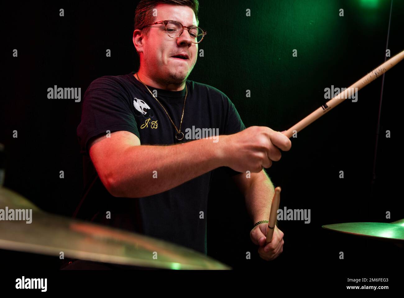 Idles drummer Jon Beavis photographed at Factory Studios, Bristol Stock ...