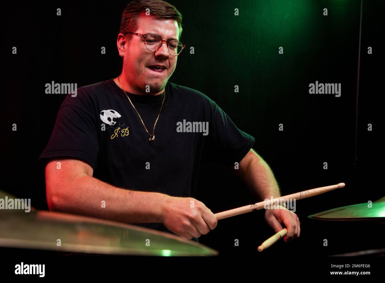 Idles drummer Jon Beavis photographed at Factory Studios, Bristol Stock ...