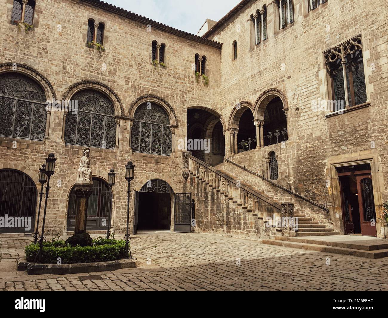 The King's Square in the heart of gothic quarter in sunlight, Barri ...
