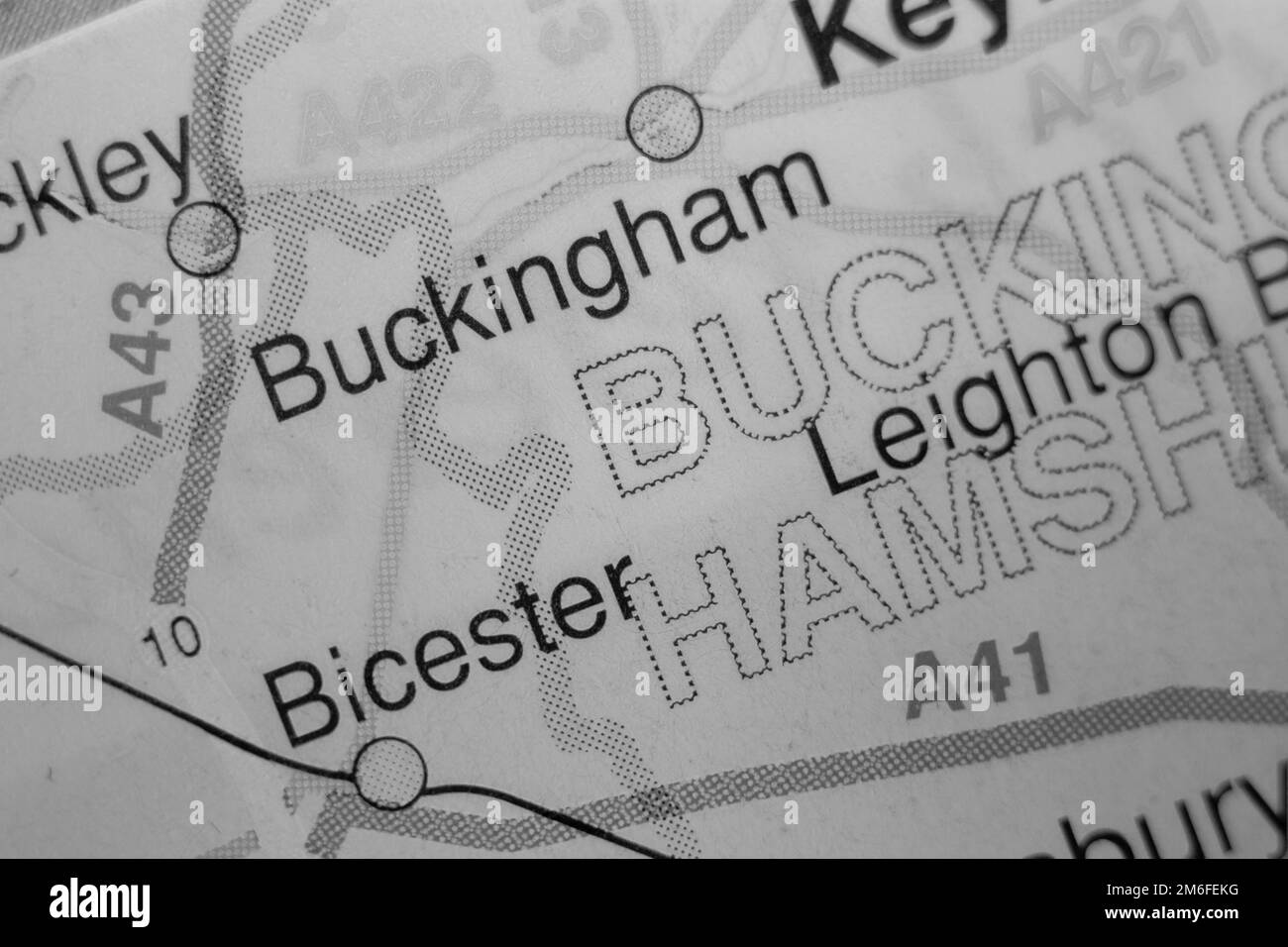 Buckingham, United Kingdom atlas map town name - black and white Stock ...