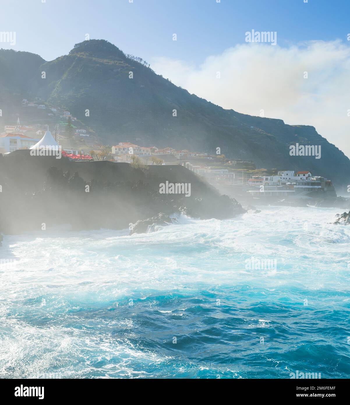Ocean bathes lava pools Madeira Stock Photo - Alamy