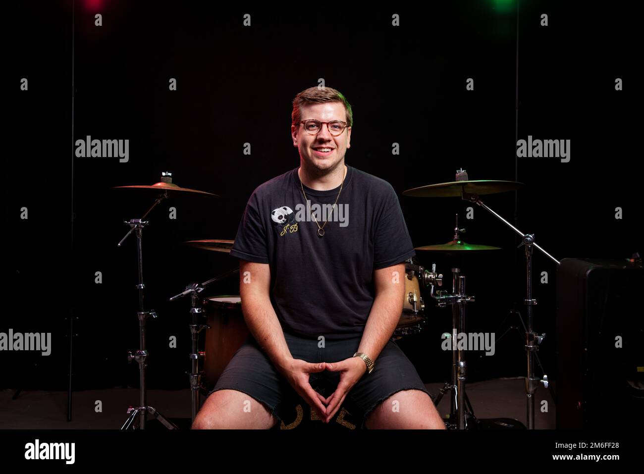 Idles drummer Jon Beavis photographed at Factory Studios, Bristol Stock ...