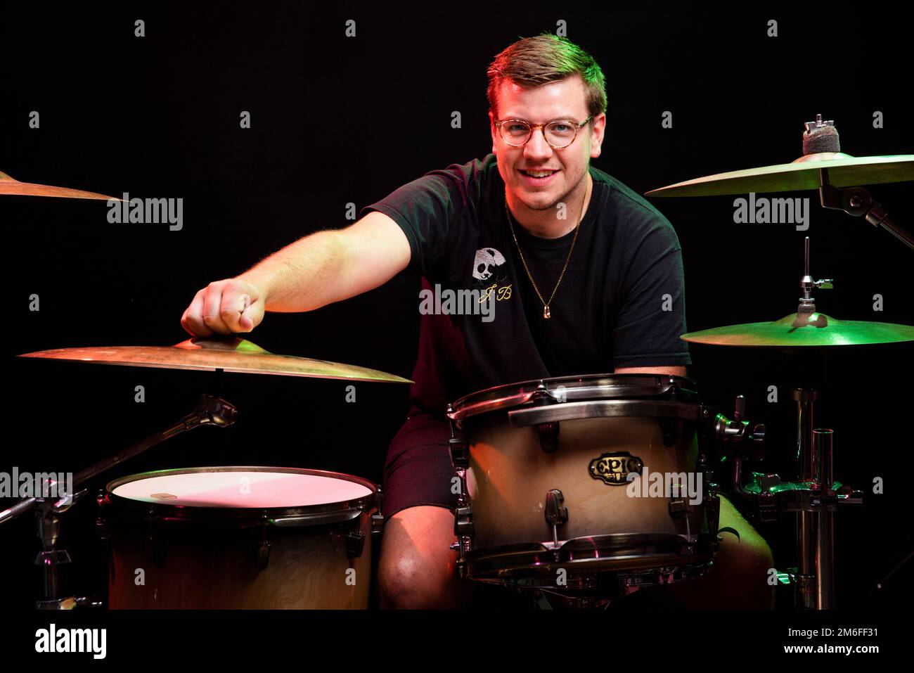 Idles drummer Jon Beavis photographed at Factory Studios, Bristol Stock ...