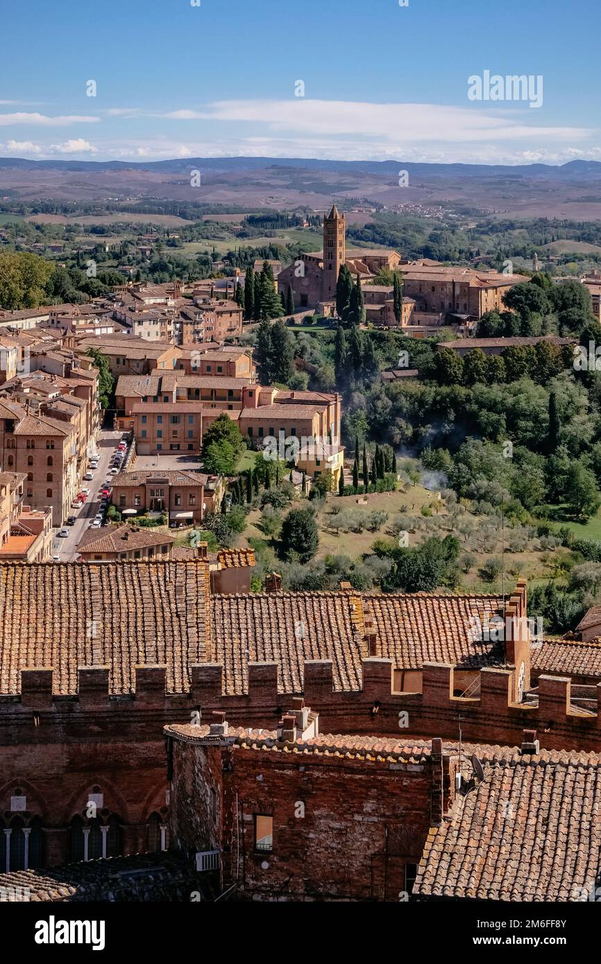 Aerial View of Siena from Facciatone - Red Tiled Traditional Rooftops ...