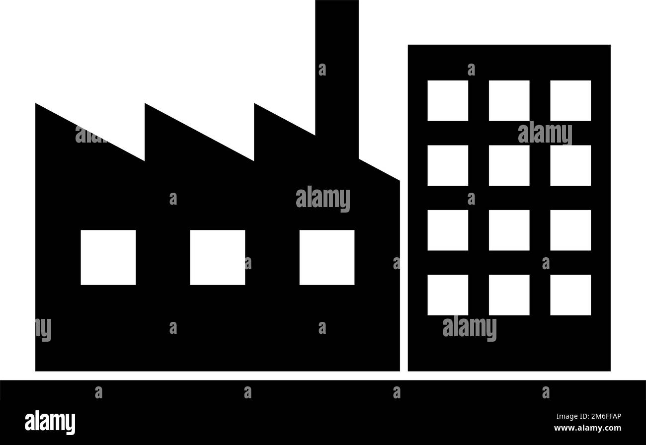 Factory and building silhouette icon. Factory area. Editable vector ...