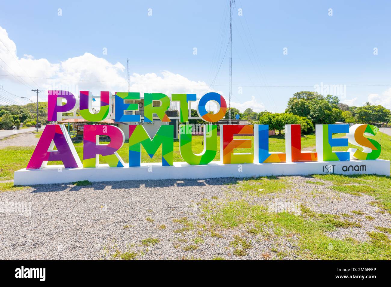 Panama port Armuelles, welcome sign Stock Photo - Alamy