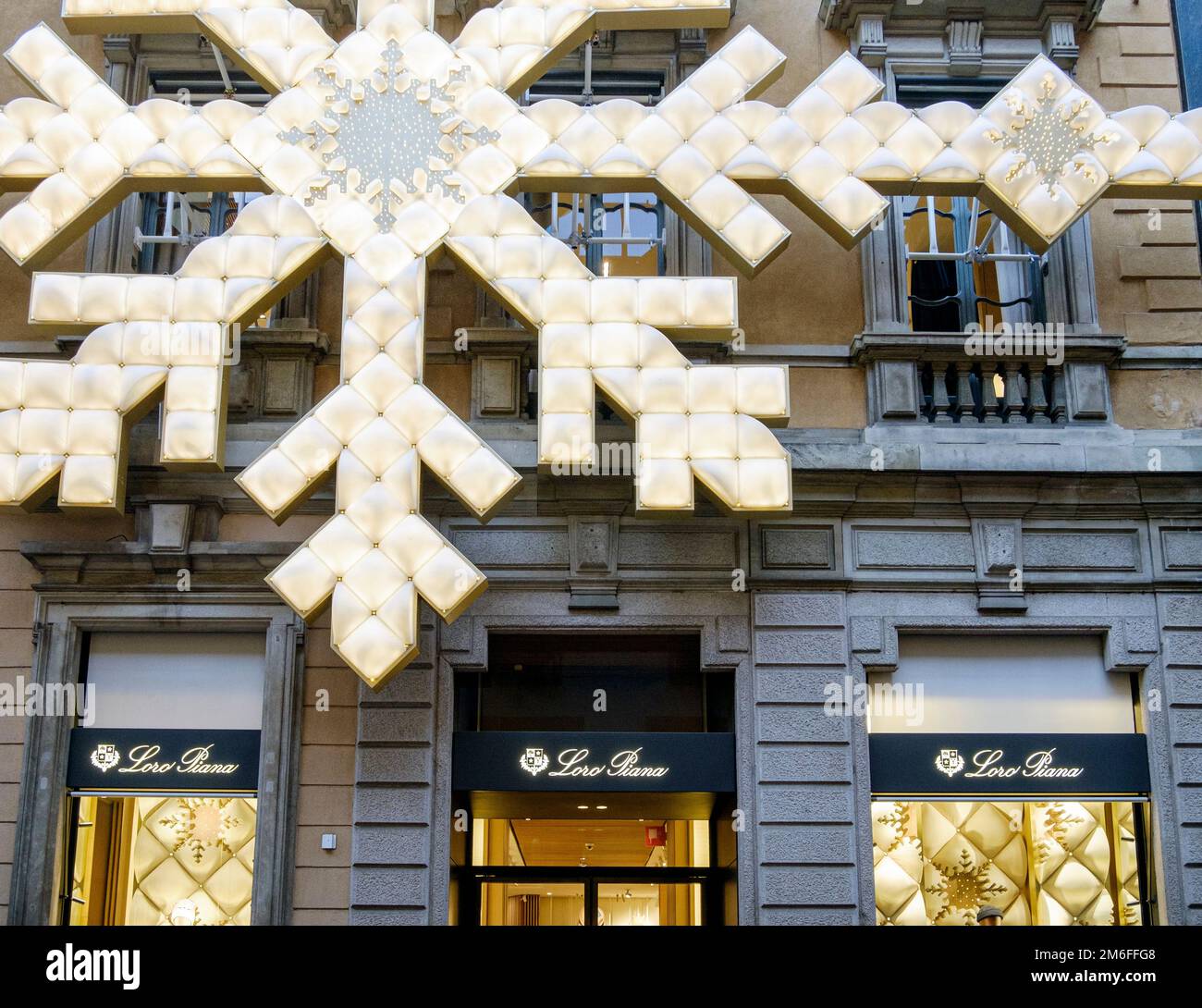 Milano Via Montenapoleone Italy. Loro Piana luxury brand fashion store ...