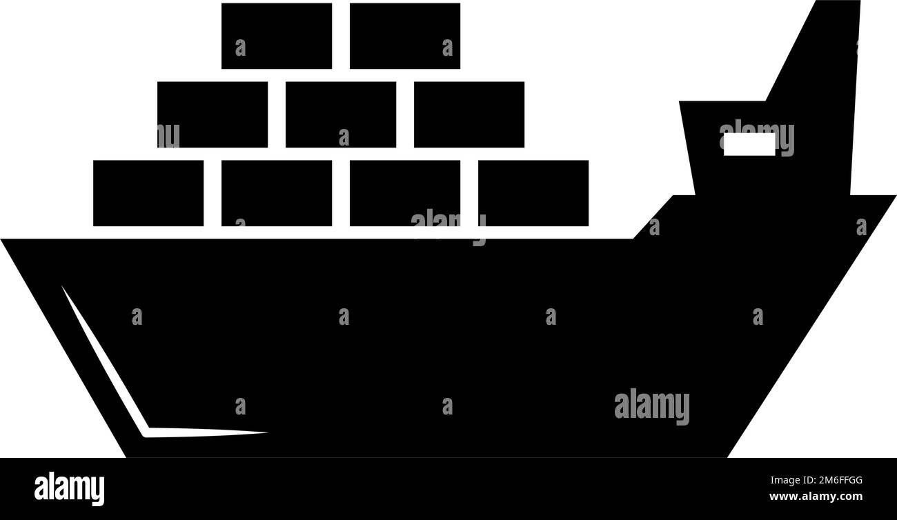 Cargo ship silhouette icon. Container ship. Export ship. Editable vector Stock Vector Image ...