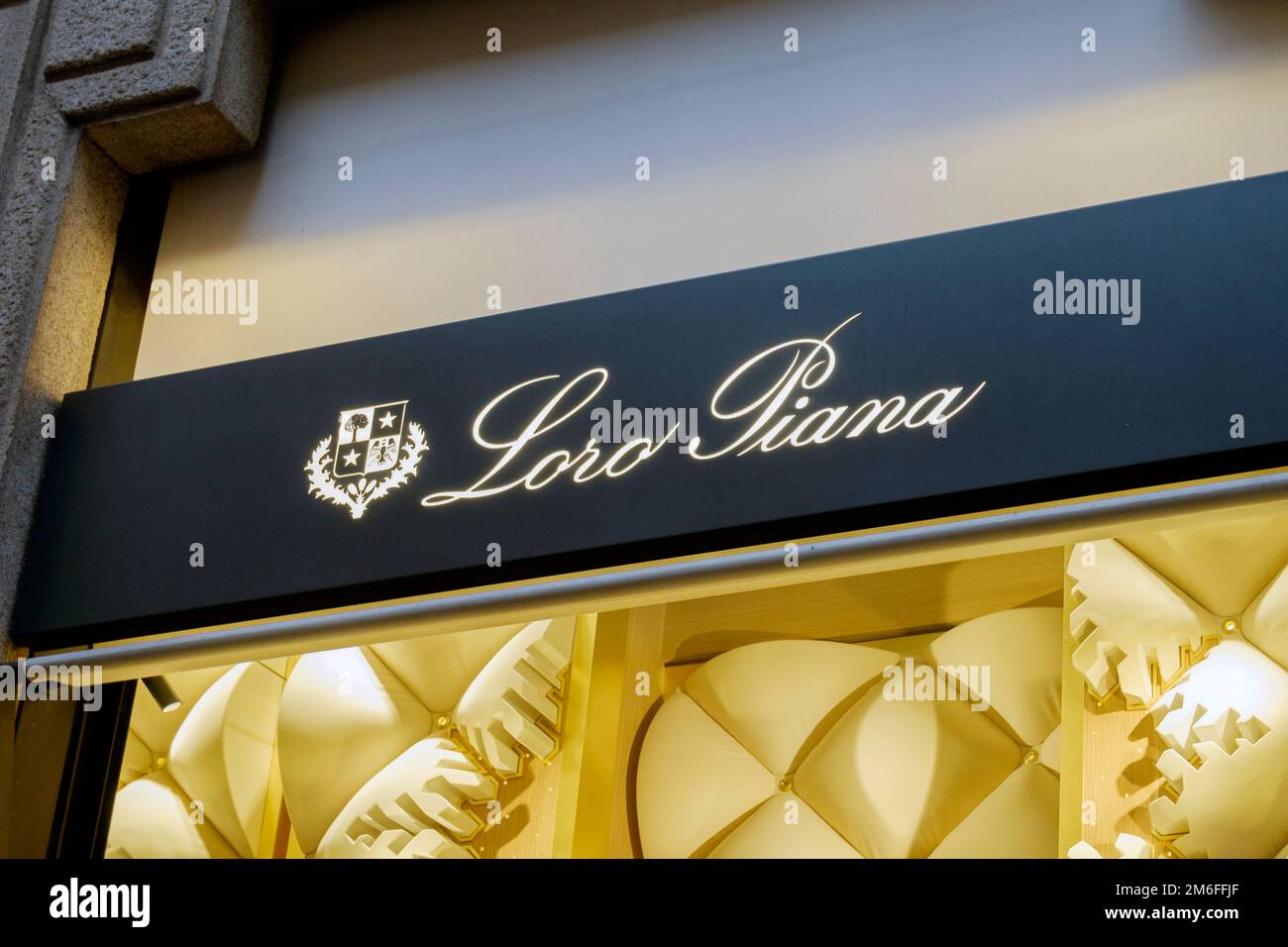 Milano Via Montenapoleone Italy. Loro Piana luxury brand fashion store ...