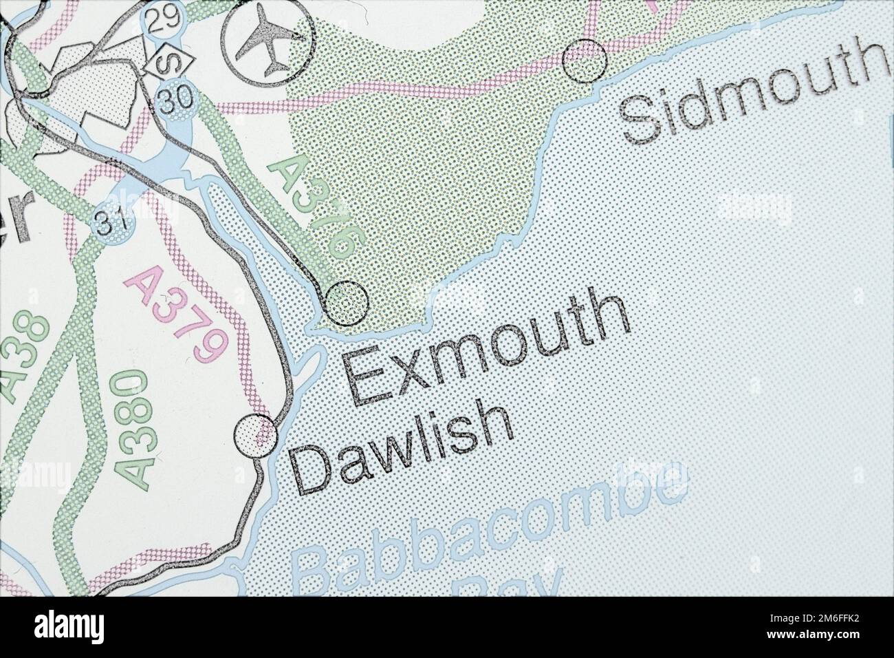 Exmouth, United Kingdom atlas map town name - line drawing Stock Photo ...