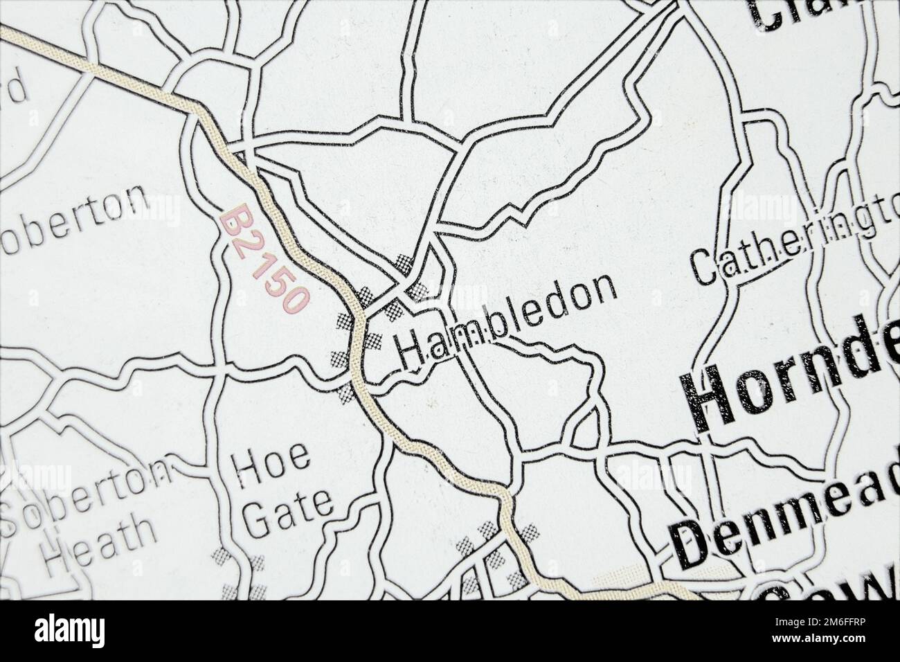 Hambledon village, Hampshire, United Kingdom atlas map town name - line ...