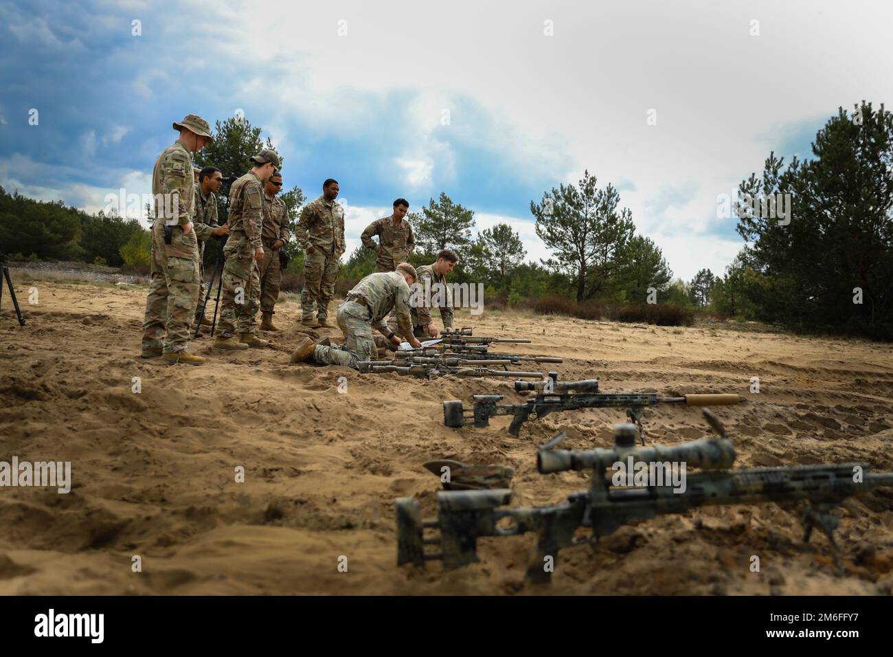 The U.S. Army sniper section leader and the sniper team leader assigned ...