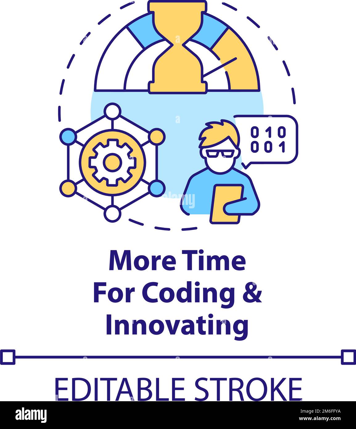 More time for coding and innovation concept icon Stock Vector Image ...