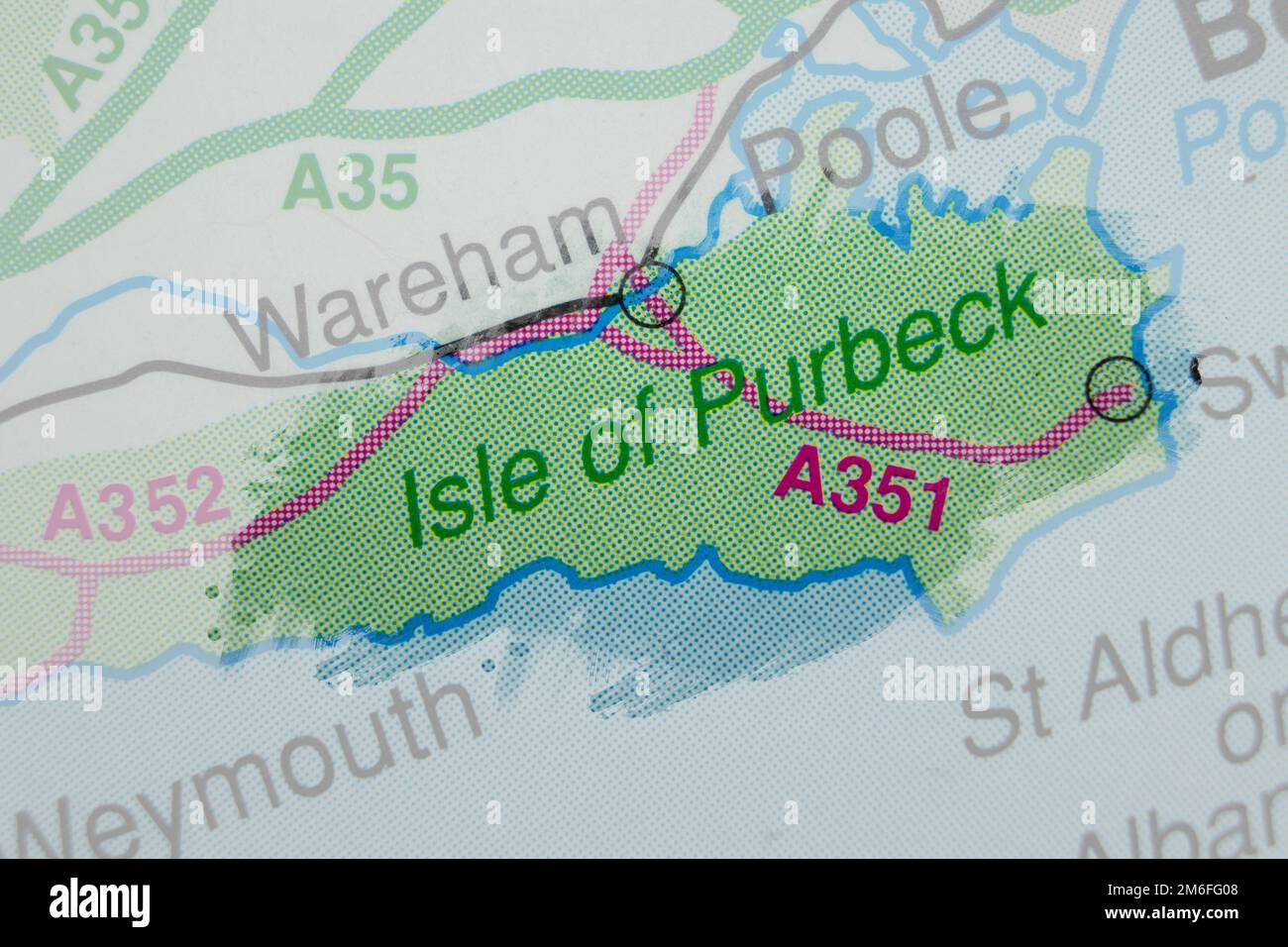 Isle of Purbeck, United Kingdom atlas map town name - paint Stock Photo ...