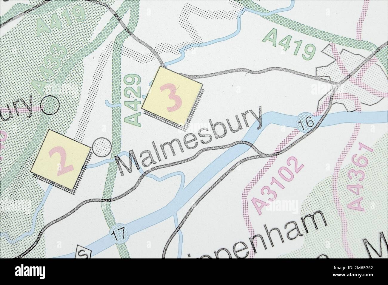 Malmesbury, United Kingdom atlas map town name - line drawing Stock ...
