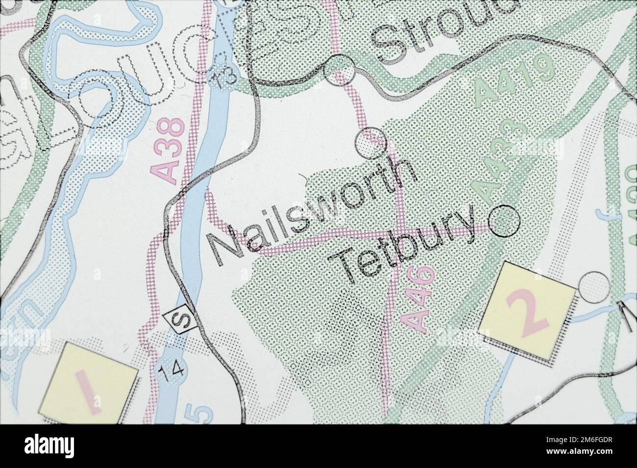 Nailsworth, United Kingdom atlas map town name - line drawing Stock ...