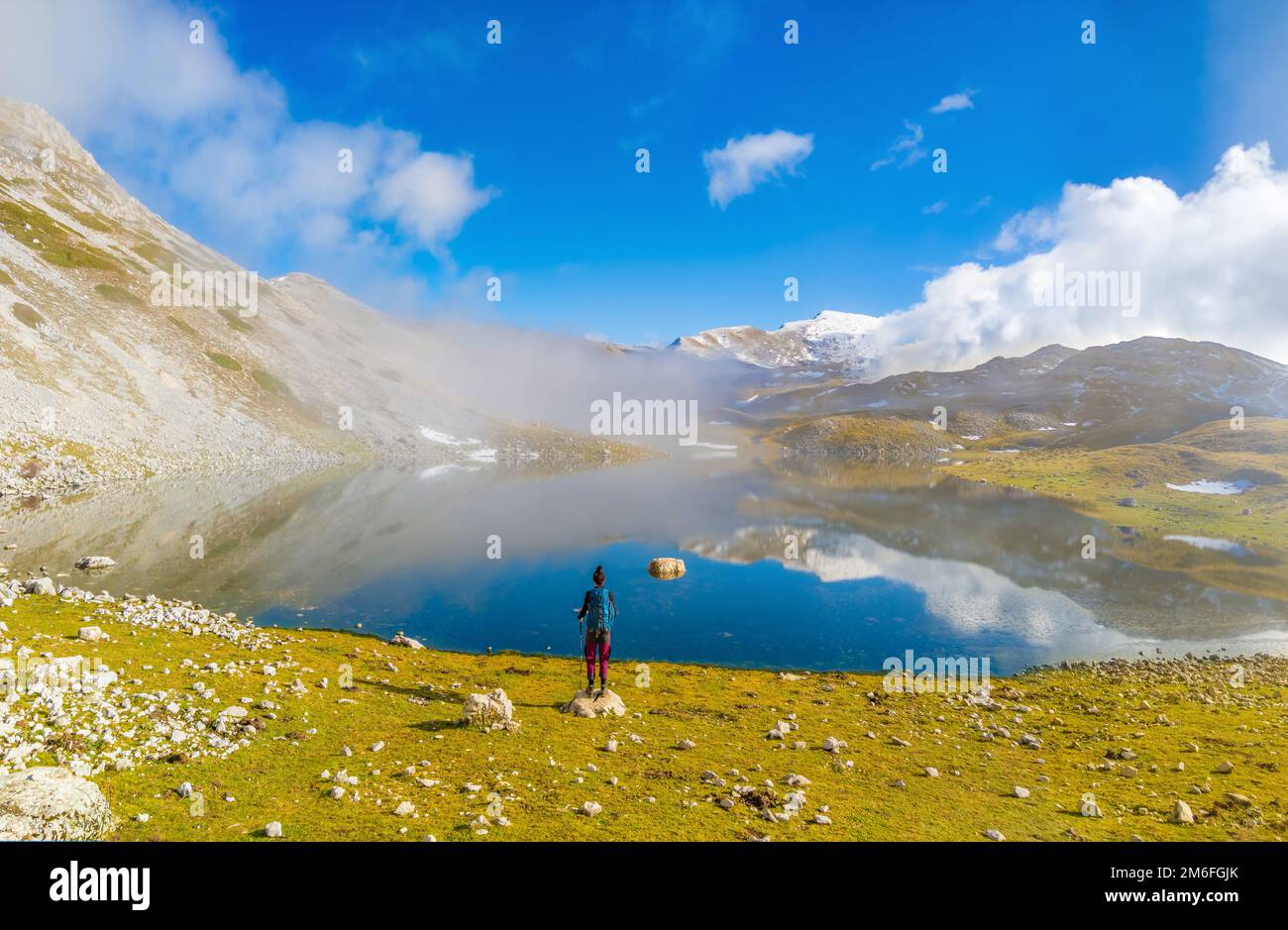 Duchessa lake Morrone mount (Italy) - The landscape summit with snow of ...