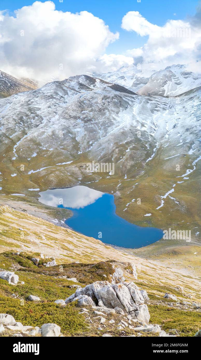 Duchessa lake Morrone mount (Italy) - The landscape summit with snow of ...