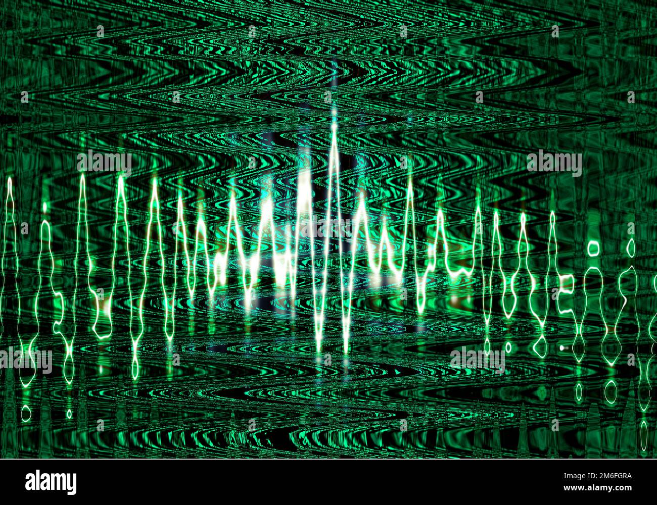 Abstract Green Pattern On Black Background Abstract Sinusoid Wave On Dark Background Bright